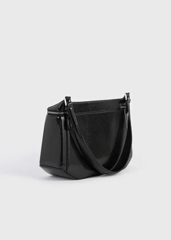 TOTEME Clip Palmellato Patent Leather Shoulder Bag - Black