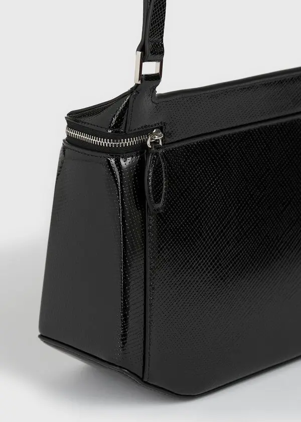 TOTEME Clip Palmellato Patent Leather Shoulder Bag - Black