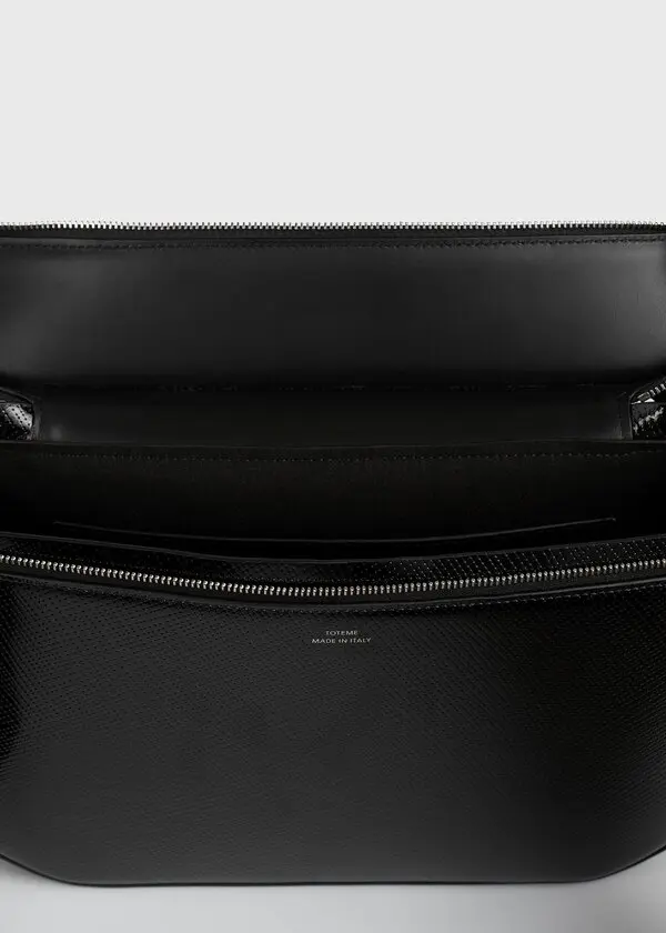 TOTEME Clip Palmellato Patent Leather Shoulder Bag - Black