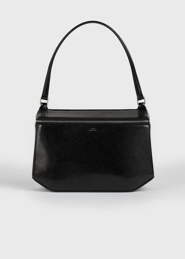 TOTEME Clip Palmellato Patent Leather Shoulder Bag - Black