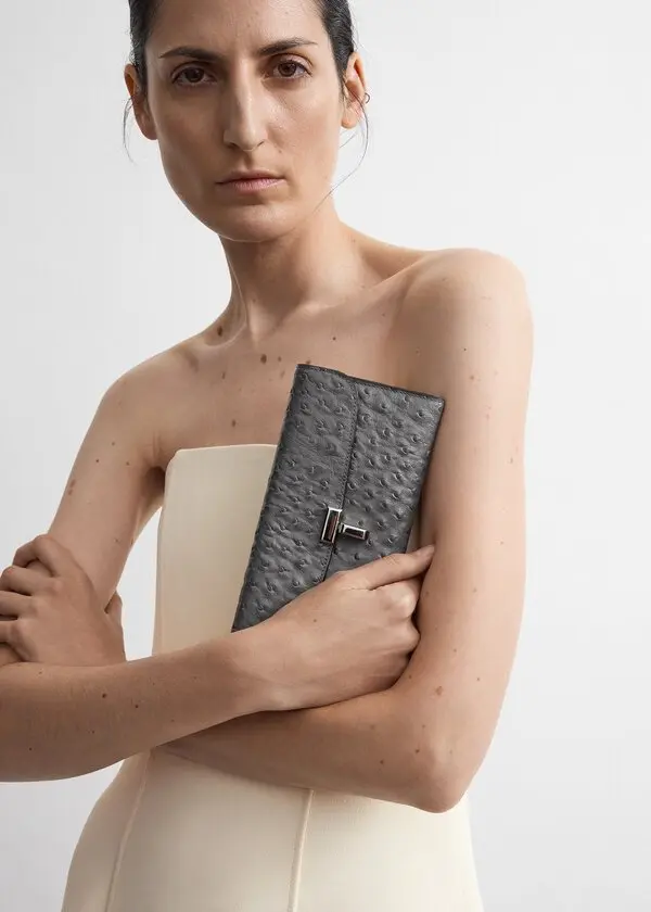 TOTEME T-lock Ostrich-embossed Wallet