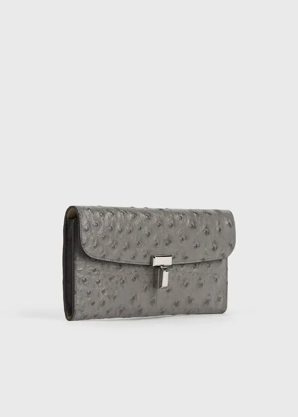 TOTEME T-lock Ostrich-embossed Wallet