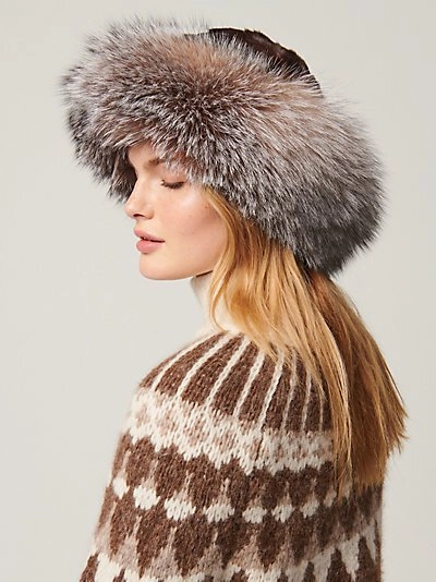 Overland Sheared Mink Fur Cossack Hat With Fox Fur Trim - Demibuff/crystal