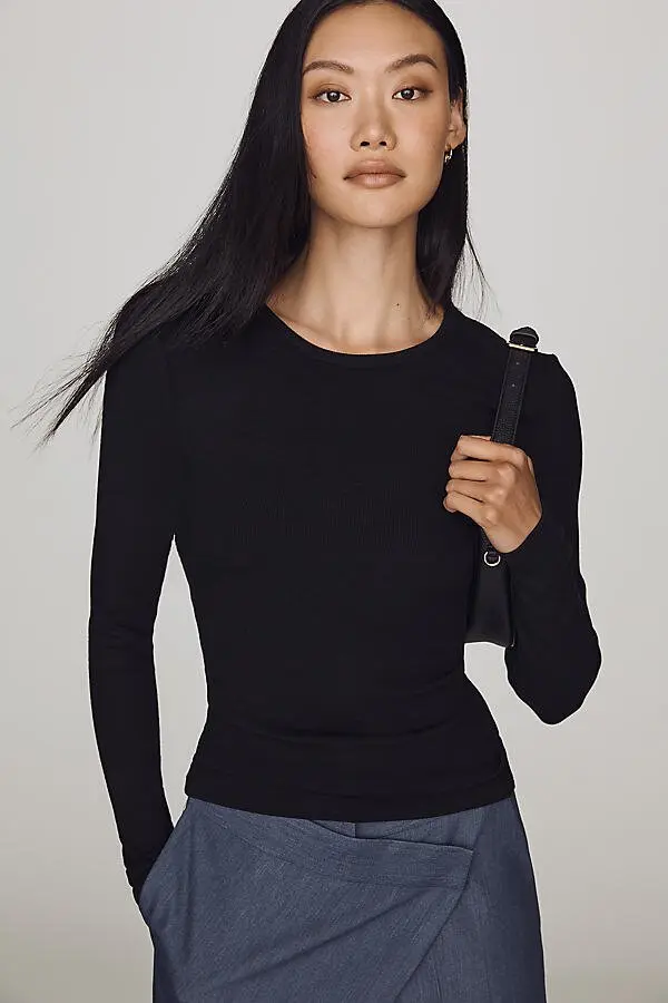 ELODIE Lace-back Ribbed Top