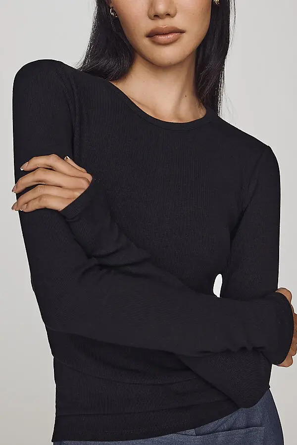 ELODIE Lace-back Ribbed Top