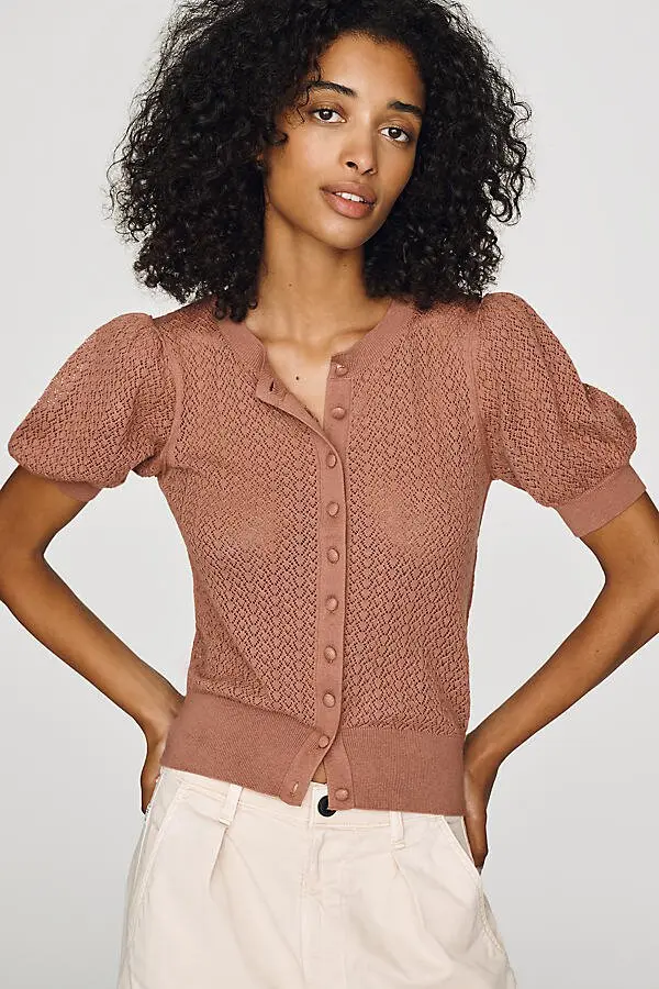Anthropologie Sheer Potelle Cardigan - Camel
