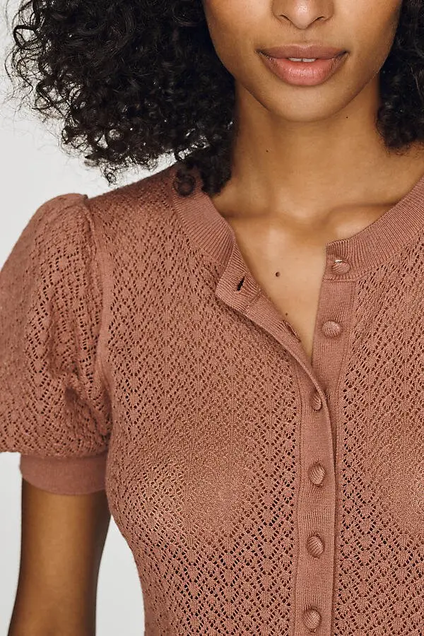 Anthropologie Sheer Potelle Cardigan - Camel