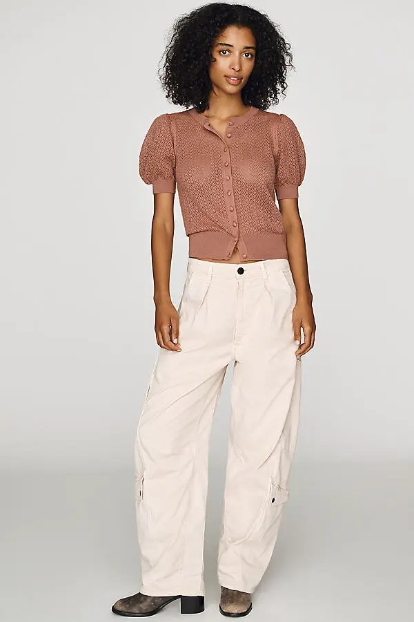 Anthropologie Sheer Potelle Cardigan - Camel