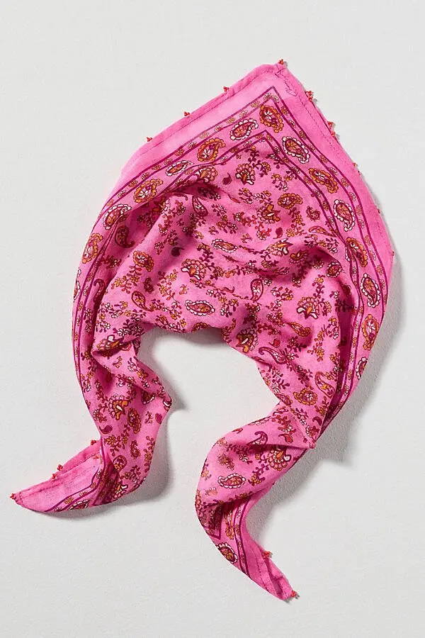 Chan Luu Paisley Beaded Bandana - Fuchsia Pink