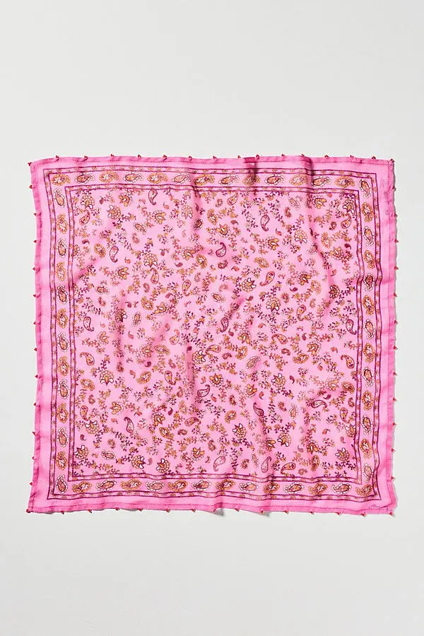 Chan Luu Paisley Beaded Bandana - Fuchsia Pink