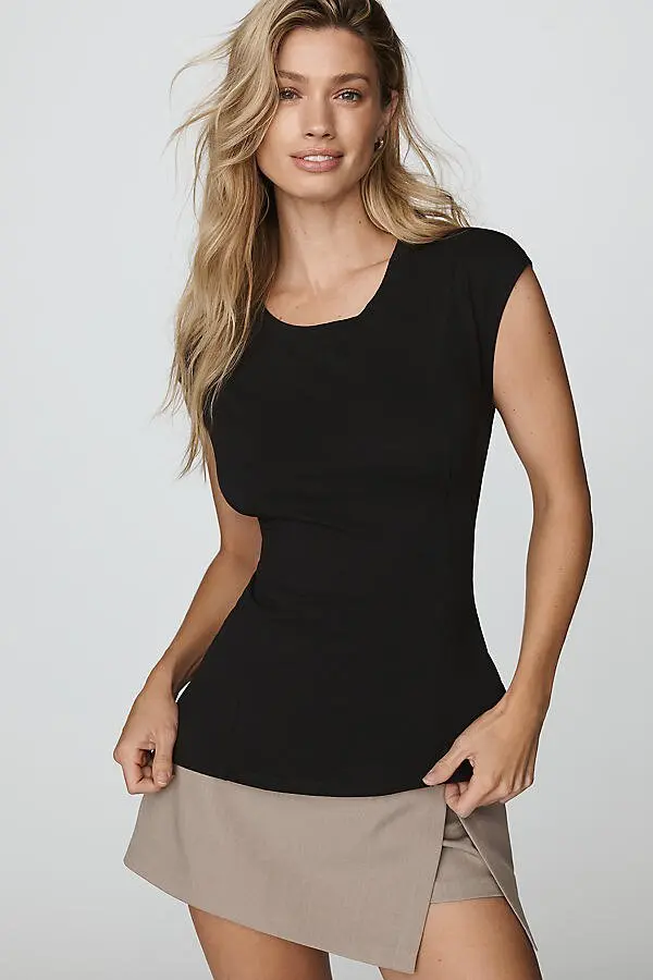 PILCRO Split-back Tee - Black