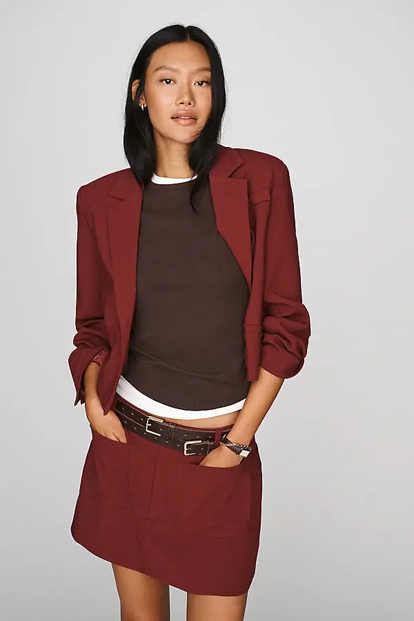 Maeve Colette Menswear Magic Fabric Mini Skirt