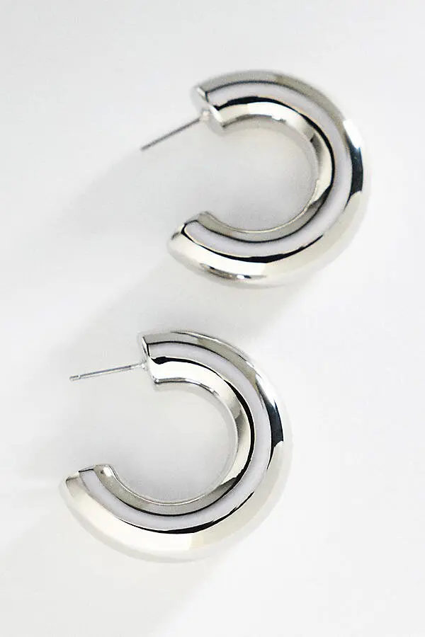 Anthropologie Tubular Hoop Earrgs - Silver