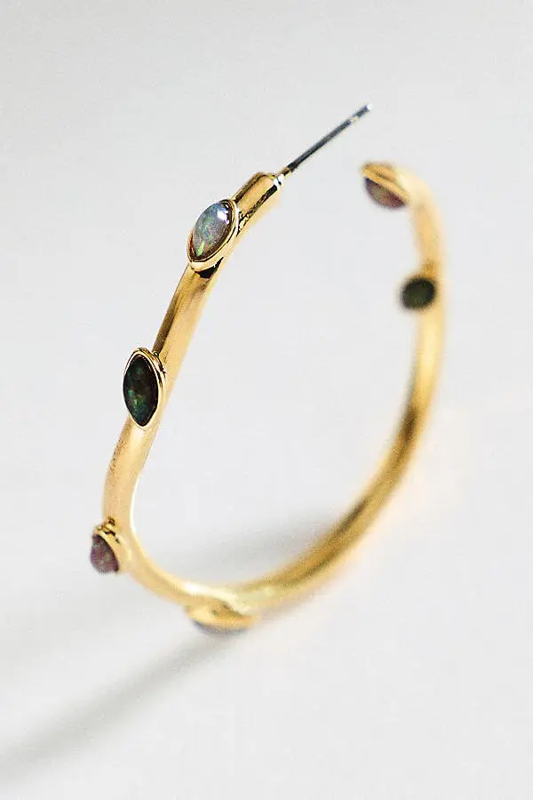 Anthropologie Multi-stone Large Hoop Earrgs