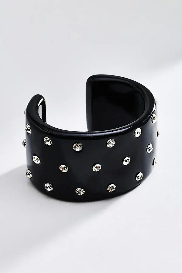 Anthropologie Studded Resin Cuff Bracelet - Black