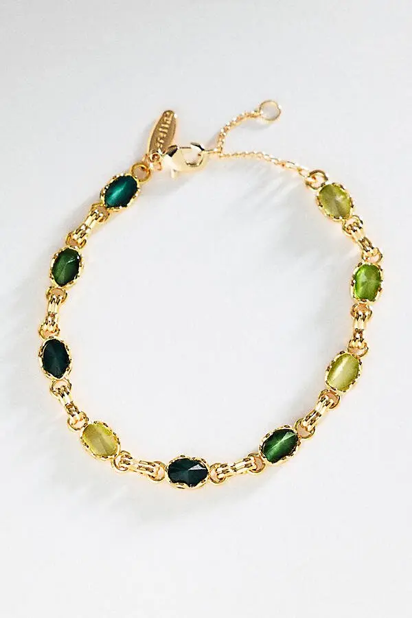 Anthropologie Bezel Stone Bracelet - Green
