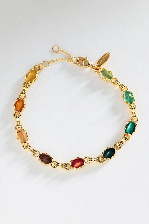 Anthropologie Bezel Stone Bracelet - Multi