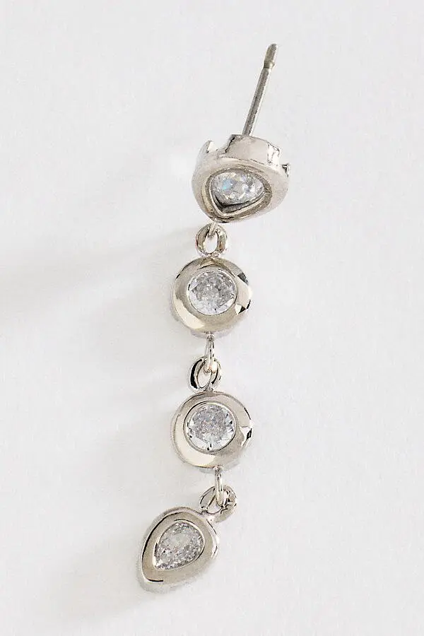 Anthropologie Bezel Crystals Drop Earrgs - Silver