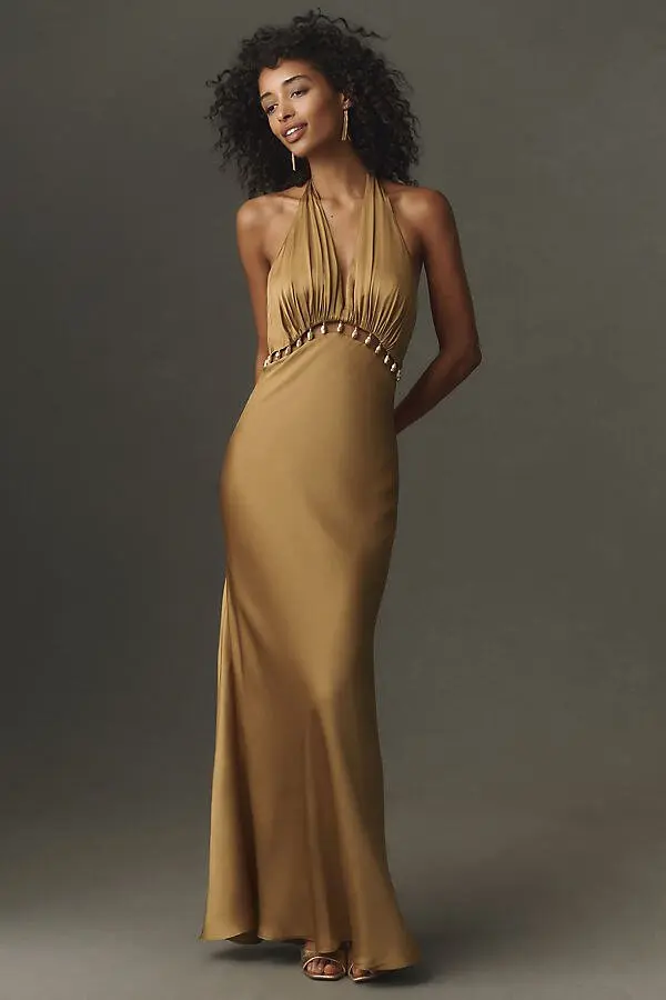 Shona Joy Winslow Beaded Plunge Maxi Dress