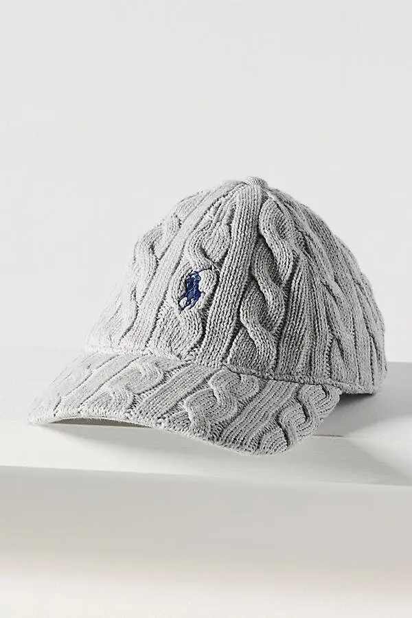Ralph Lauren Cable Knit Baseball Cap - Heather Grey