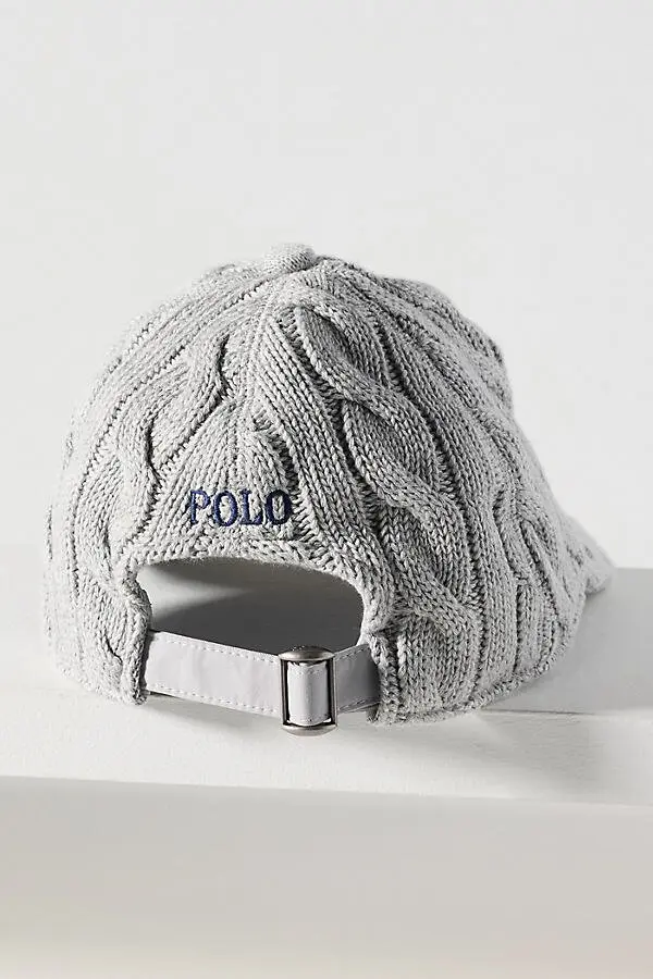 Ralph Lauren Cable Knit Baseball Cap - Heather Grey