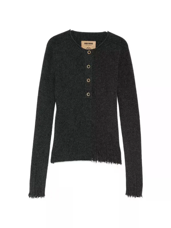 UMA WANG Ribbed-knit Button-up Jumper