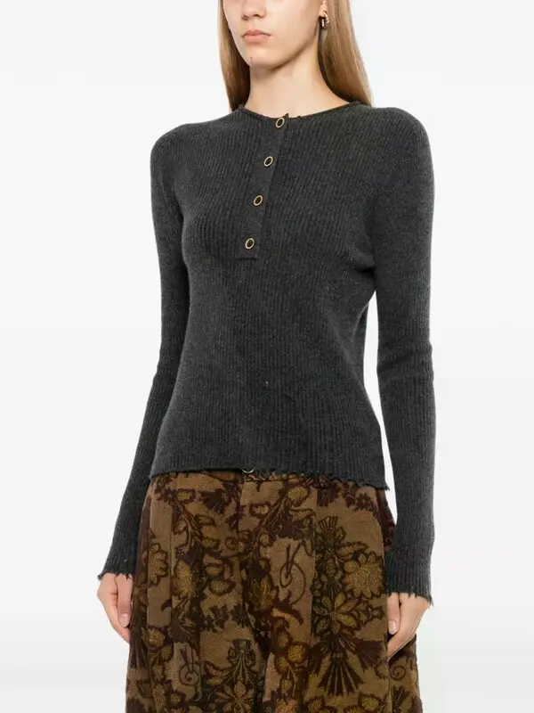 UMA WANG Ribbed-knit Button-up Jumper