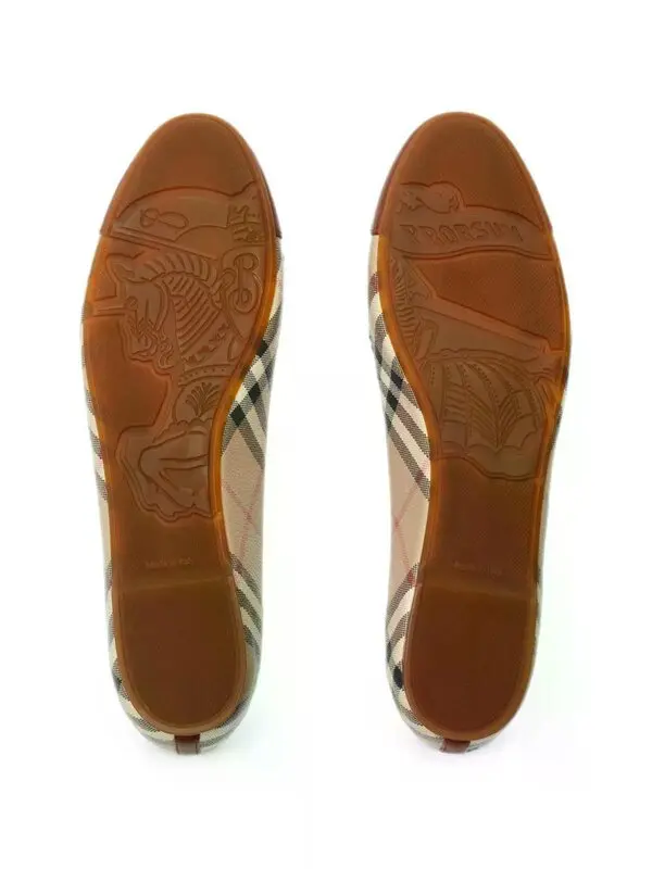 Burberry Checked Canvas Highgate Ballerinas - Neutrals