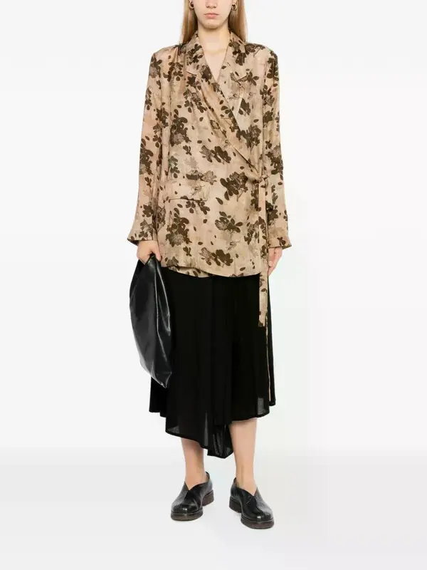 UMA WANG Floral Print Wrap Jacket - Neutrals