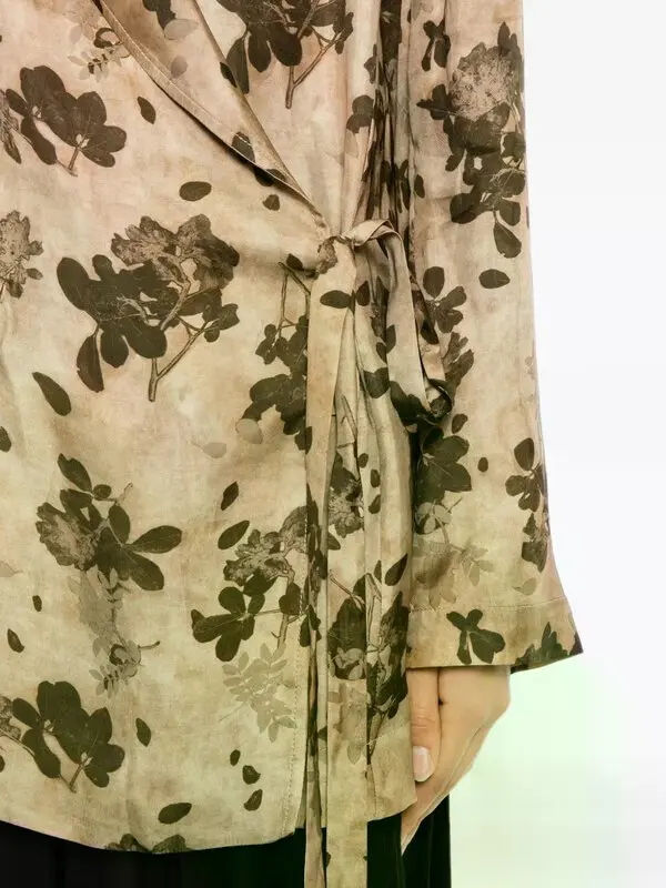 UMA WANG Floral Print Wrap Jacket - Neutrals