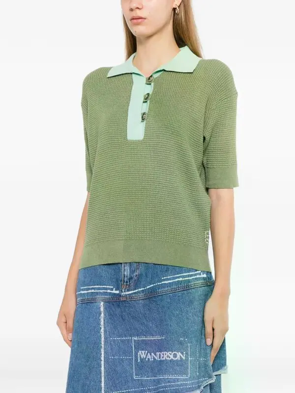 JW Anderson Short Sleeve Knit Polo - Green