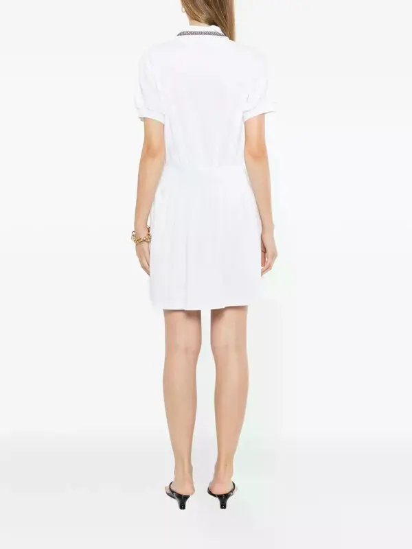 Versace Logo Embroidered Polo Dress - White