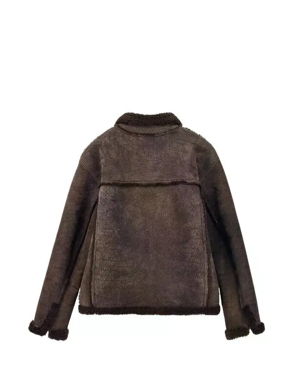 Giorgio Armani Shearling Trim Leather Jacket