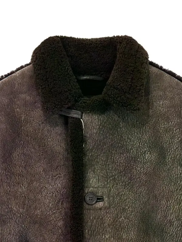 Giorgio Armani Shearling Trim Leather Jacket