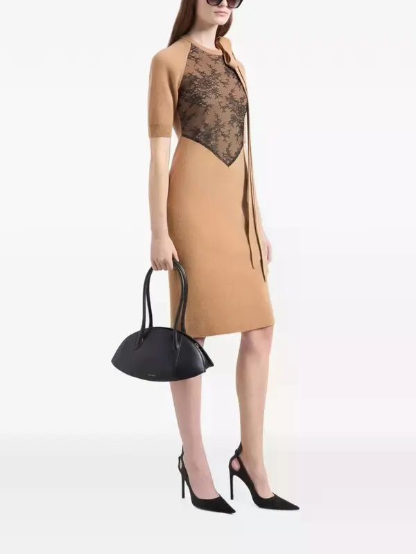 Nina Ricci Lace-paneled Bow Detail Midi Dress