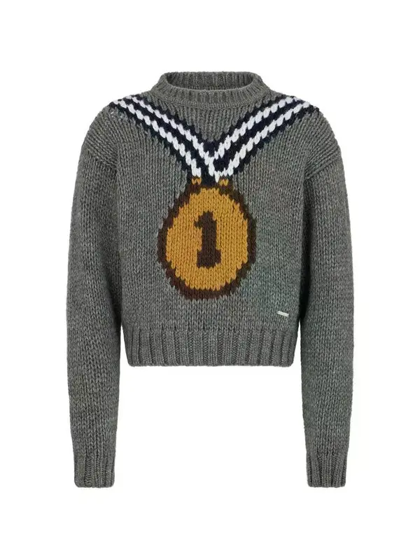 Dsquared2 Intarsia-knit Crew-neck Sweater - Grey
