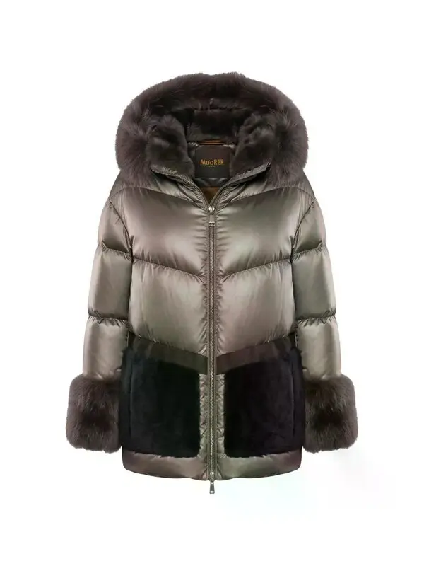 MOORER Faux-fur Trimmed Hooded Down Jacket