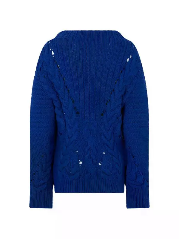 Alberta Ferretti Distressed Cable-knit Sweater