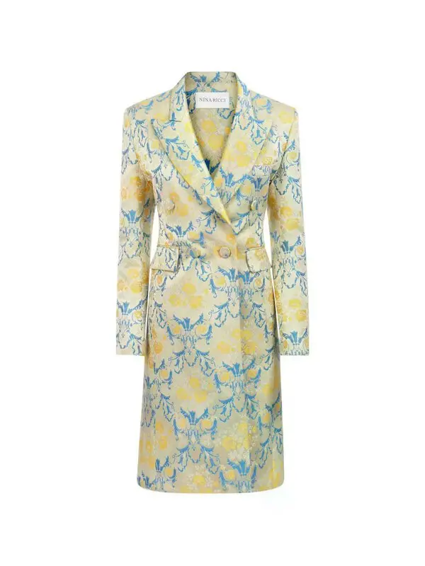 Nina Ricci Flower-jacquard Double-breasted Coat