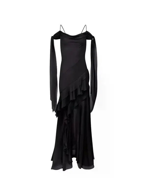 Nina Ricci Silk Ruffled Maxi Dress