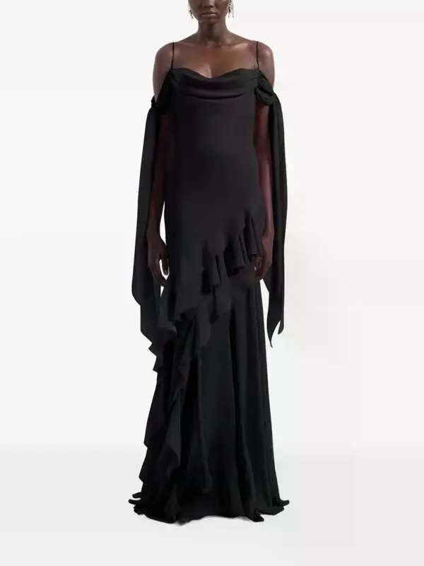 Nina Ricci Silk Ruffled Maxi Dress
