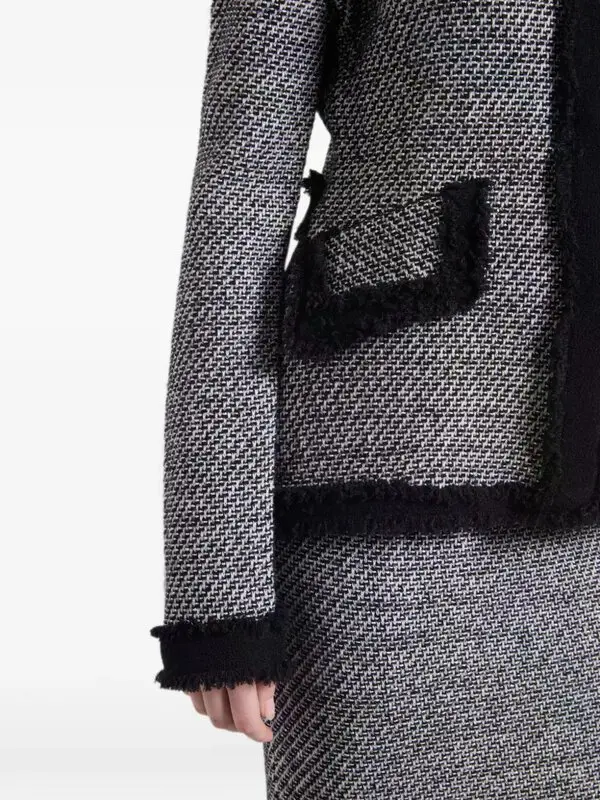 Nina Ricci Tweed Cardigan With Fringe Trim