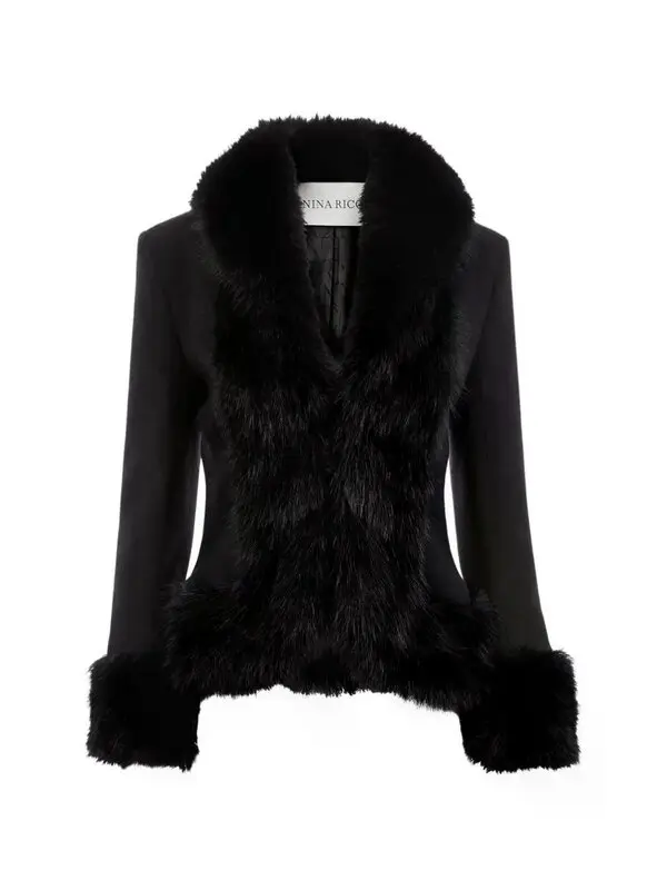 Nina Ricci Faux Fur Trim Rear-bow Jacket