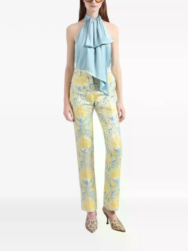 Nina Ricci Floral Jacquard Straight-leg Trousers