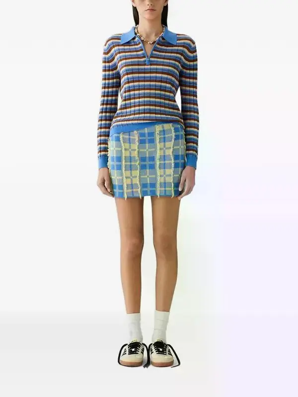 Guest In Residence Striped Zip-up Polo Top