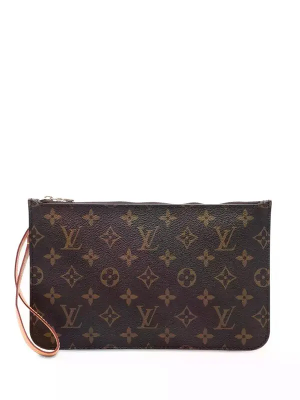 LOUIS VUITTON 1990-2020 Monogram Neverfull Mm Pouch Clutch Bag - Brown
