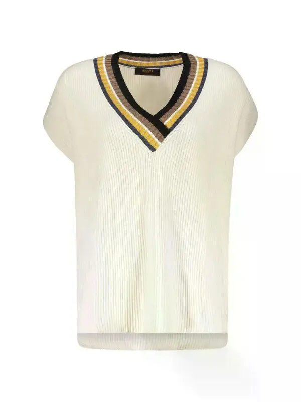 MOORER Ribbed Knit V-neck Top