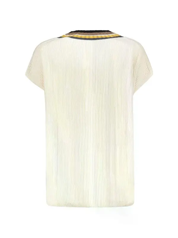 MOORER Ribbed Knit V-neck Top
