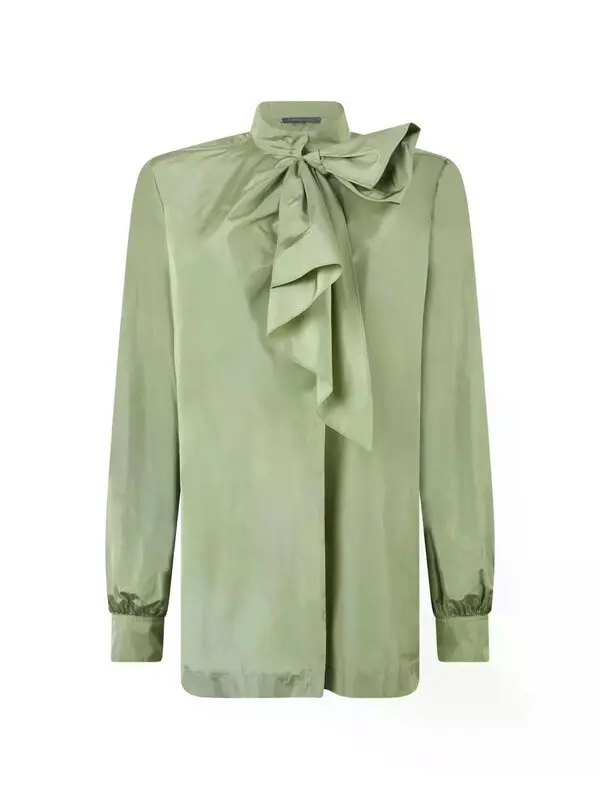 Alberta Ferretti Long-sleeved Shirt With Bow Detail - Green
