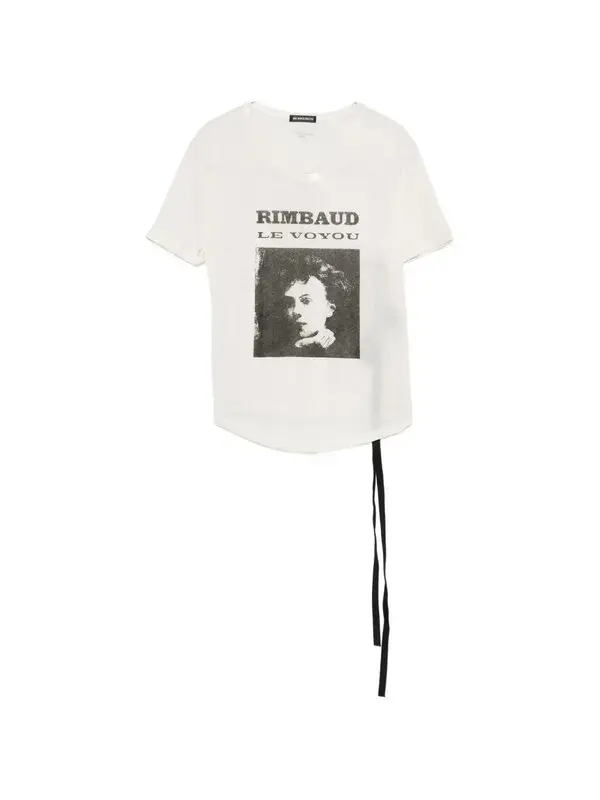 ANN DEMEULEMEESTER Graphic-print Tie-detail T-shirt